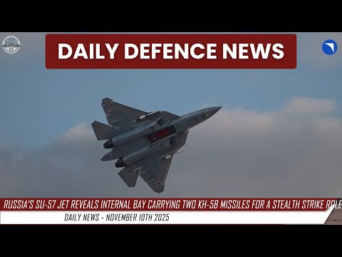 Russian Sukhoi Su-57 fighter shows an internal bay carrying two Kh-58 ...